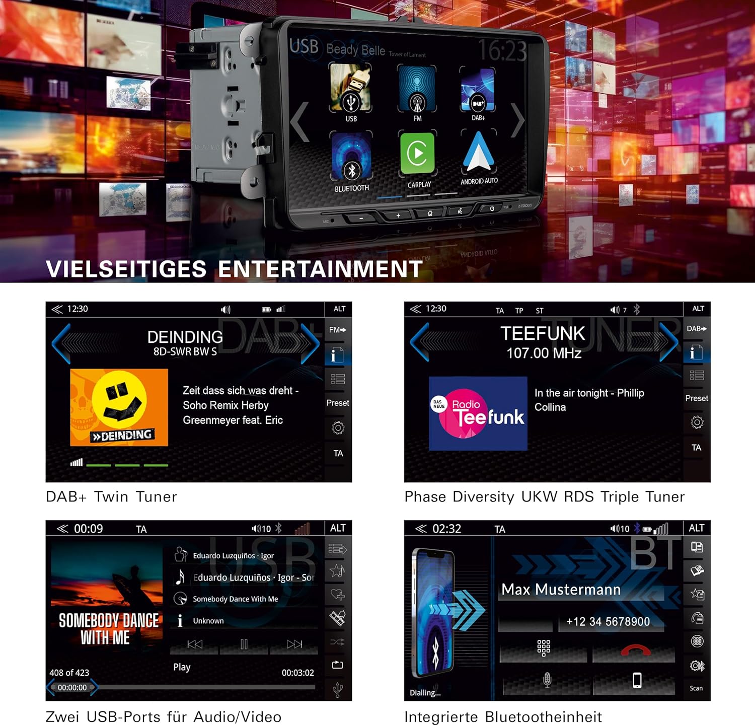 ZENEC Z-E2065 Autoradio Media Receiver kompatibel mit VW, Seat, Skoda Fahrzeugen,Touchscreen ...